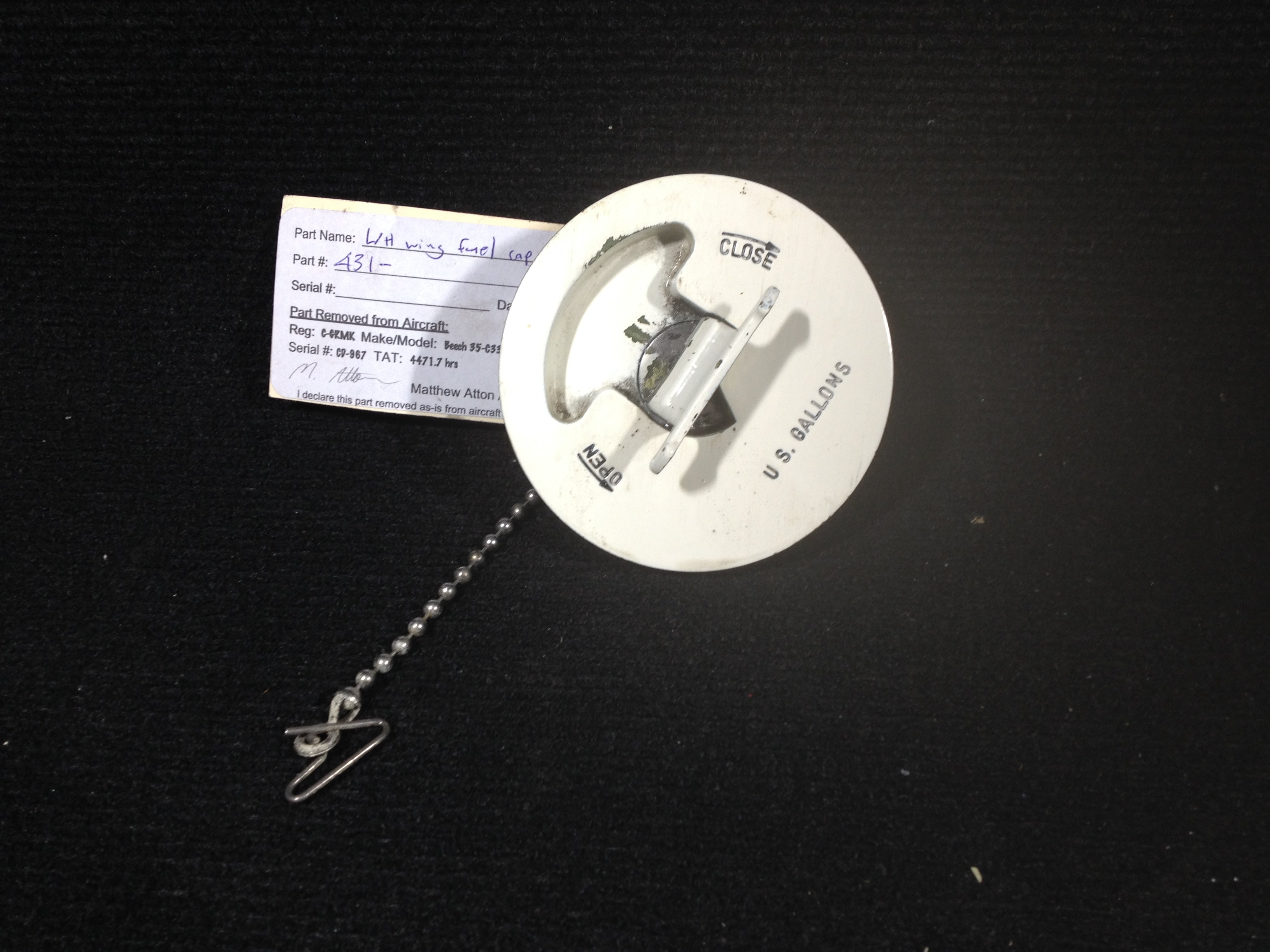 Fuel Tank Cap - Shaw Aero Devices - C-GRMK – Global Aircraft Industries