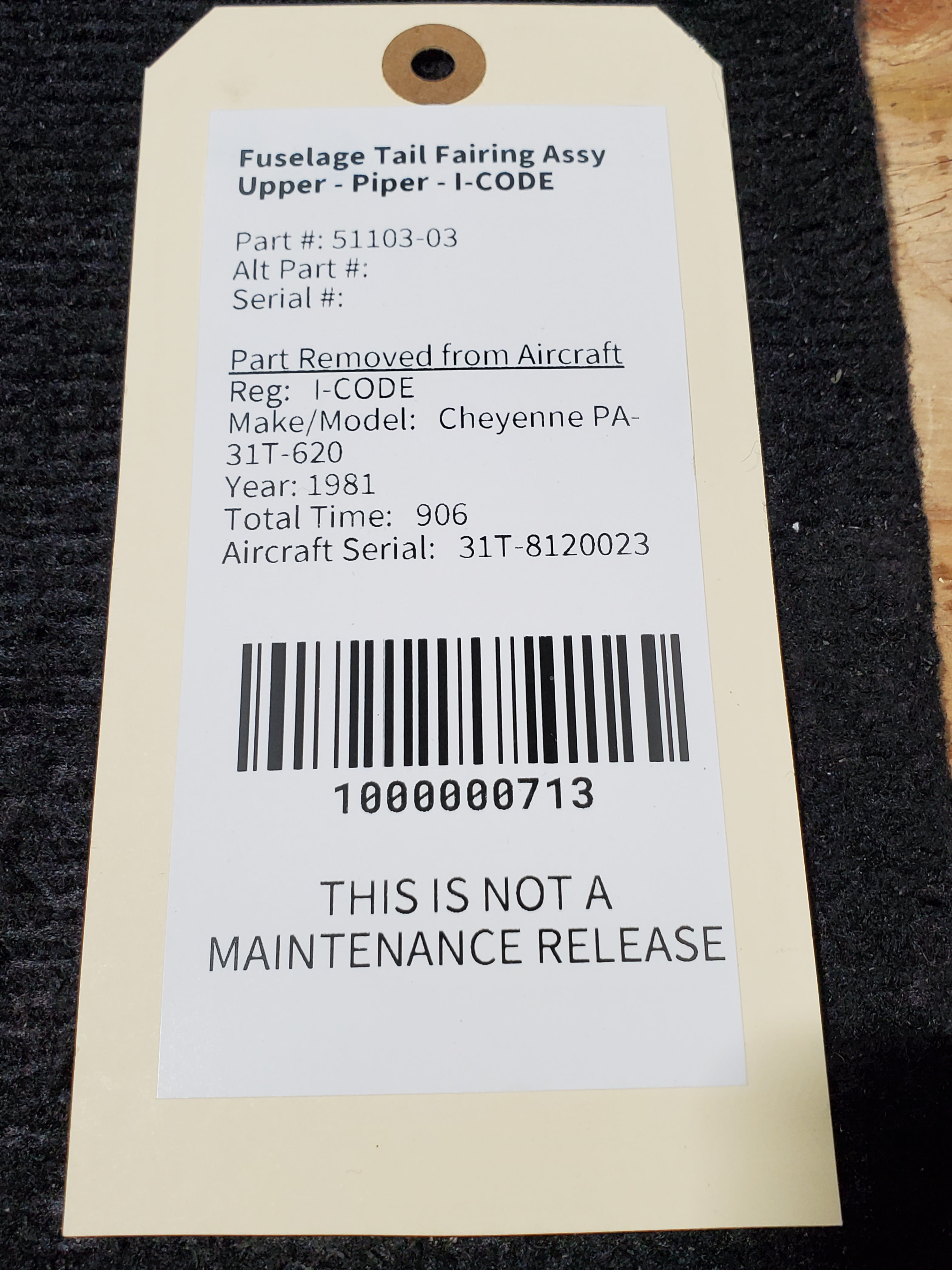 Fuselage Tail Fairing Assy Upper - Piper - I-CODE – Global Aircraft ...